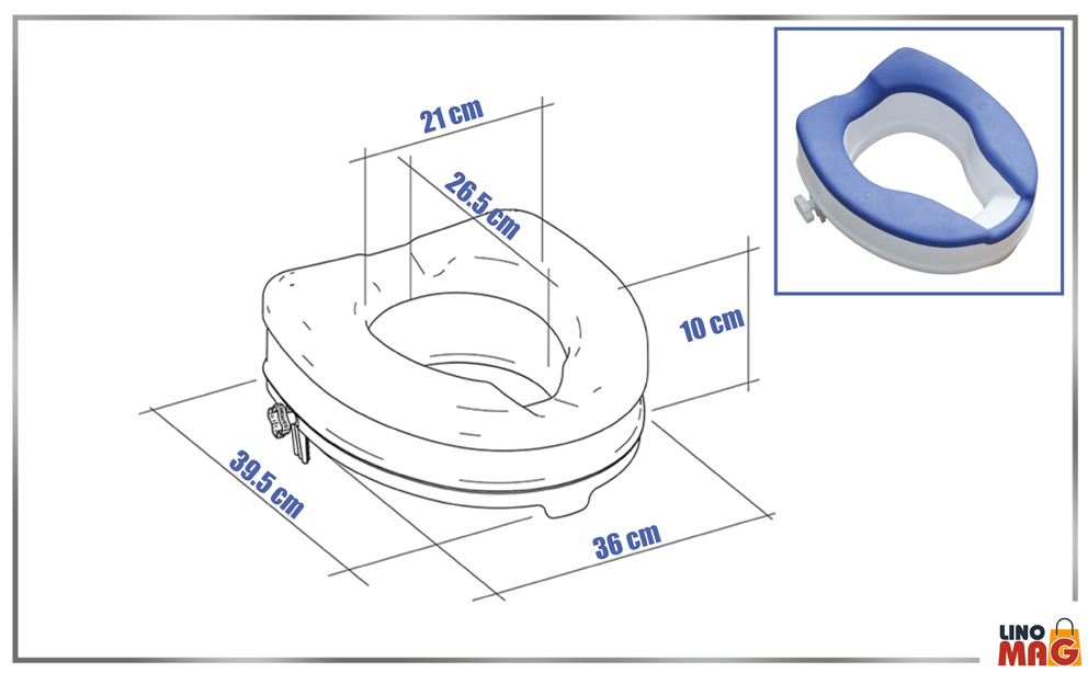 Inaltator WC cu capac Linomag®, 10 cm inaltime, Colac din PU moale ...